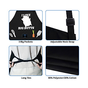 KITCHEPOOL Funny Apron for Men, Chef Aprons for Women with 3 Pockets - Mens Gifts For Christmas - Adjustable Bid Kitchen Aprons for Chef, Cooking Apron for BBQ, Baking - Little Pig