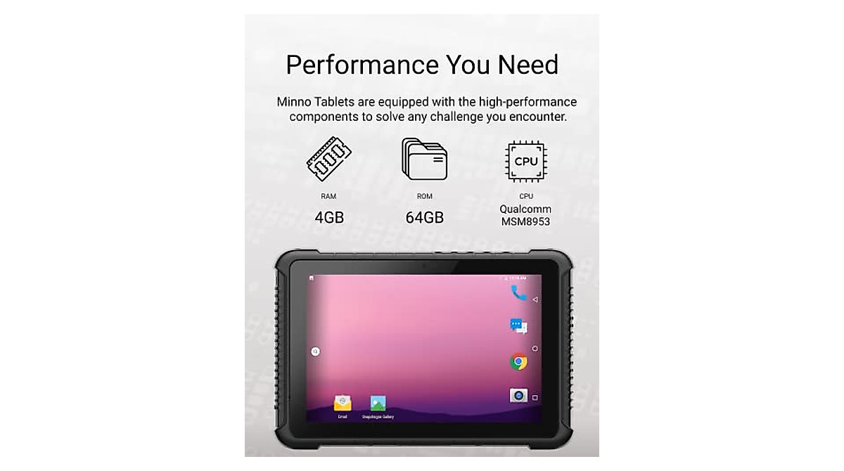 Minno Rugged Android Tablet - Tough & Reliable 10" Device
