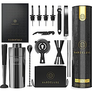 BarDeluxe Bartender Kit, Cocktail Shaker Set, Bar Set | Mixology Bartender Kit, Cocktail Set, Cocktail Kit | Shaker Set Bartender Kit, Cocktail Shaker Kit, Bartending Kit | Mixology Set (Black)