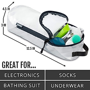 Extra Large Compression Packing Cube 6 Piece Set for Travel and Check Luggage (White/Grey)