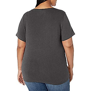 Amazon Essentials Women's Short-Sleeve V-Neck T-Shirt (Available in Plus Size), Charcoal Heather, 2X