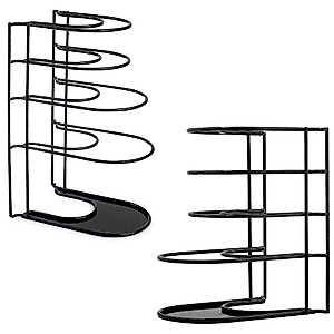 Heavy Duty Pan Organizer - 12" + 15"-Tall - 5 Tier Rack - Holds up to 50 LB - Holds Cast Iron Skillets, Griddles and Shallow Pots - Durable Steel Construction - Kitchen Storage - No Assembly Required