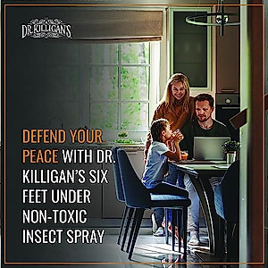 Dr. Killigan's Six Feet Under Non Toxic Insect Killer Spray | Indoor Natural Pest Control | Flea, Tick, Pantry & Clothing Moths, Ant, & Cockroach | Family Friendly, Pet Safe (24 oz)