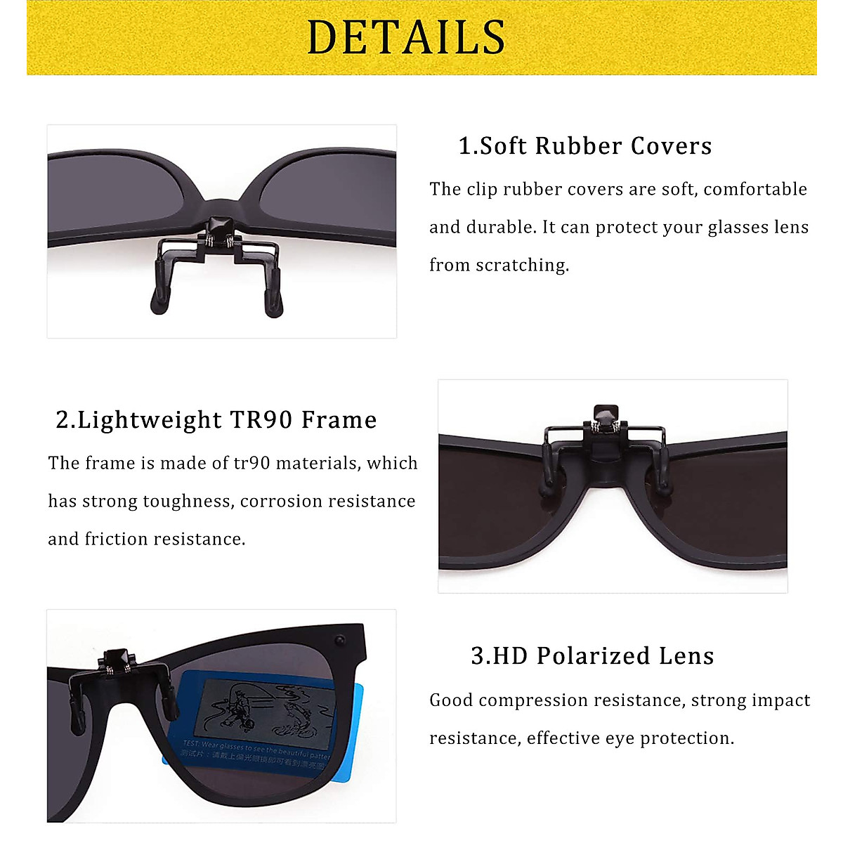 FRAZALA Polarized Clip on Sunglasses over Prescription Glasses Anti-Glare UV Protection Sunglasses Clip on Glasses Unisex (Green)