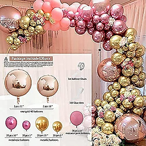 Rose Gold Pink Balloons Garland Arch Kit 124PCS Rose 4D Balloons For Birthday Party Wedding Decoration Baby Shower Home Christmas Party Balloons Supplies