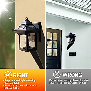 Solar Wall Lantern, Wirelss Motion Sensor Solar Light, IP65 Waterproof & 3 Modes with Solar Powered Wall Lights, Dusk to Dawn Exterior Solar Porch Lights for Patio, Garden, Camping (2 Pack)