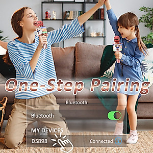 Bluetooth Karaoke Microphone Wireless Microphone for Kids Aldult with LED Lights,3in1 Portable Handheld Karaoke Mic Speaker Machine Birthday Home Party