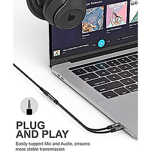 KINGTOP Headset Splitter Cable 3.5mm Female to 2 Male for PC Computer and Old Version Laptop