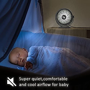 USB Desk Fan with LED Light,3 Speeds Small Table Fan,360°Rotatable Silent Desktop Fan,5.3 inch Personal Mini Portable Fan for Home Office Bedroom Dorm Indoor Outdoor Summer Gift, Black