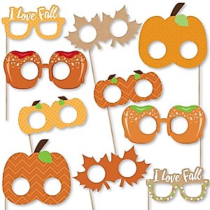 Big Dot of Happiness Pumpkin Patch - Fall Photo Booth Props - Fall Photo Props - Thanksgiving Decorations - Halloween Decorations- Photo Booth Props - Fall Décor - 10 Count