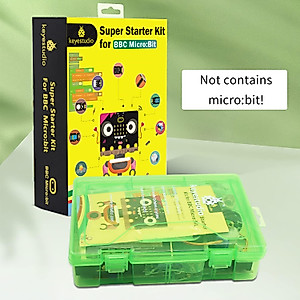 KEYESTUDIO Super Starter Kit for Microbit V2 V1.5 STEM Learning|Without Micro:bit Board,40 Lessons Tutorial,with T-Breakout Board,Breadboard,LCD Display etc.Education Kit for Kids Adults Beginners
