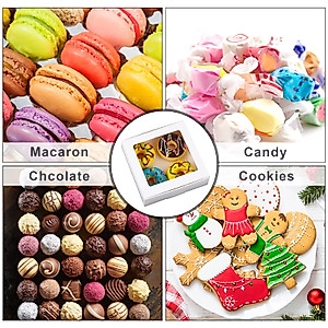 Zonon 30 Pcs Soap Boxes for Homemade Soap Boxes Packaging Small Gift Box Mini Kraft Treat Boxes with Window Present Packaging Box for Bakery Candy Soap Making,4.13 x 4.13 x 1.18 Inch (White)