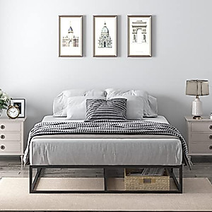 Bilily 10 Inch Queen Bed Frame with Steel Slat Support, Low Profile Queen Metal Platform Bed Frame Support Mattress Foundation, No Box Spring Needed/Easy Assembly/Noise Free