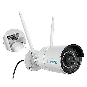 REOLINK Security Camera Outdoor, 4MP Plug-in WiFi Security Cameras System for Home, 2.4/5Ghz WiFi, Night Vision, IP66 Waterproof, Smart Person/Vehicle Detection, Works with Google Assistant, RLC-410W