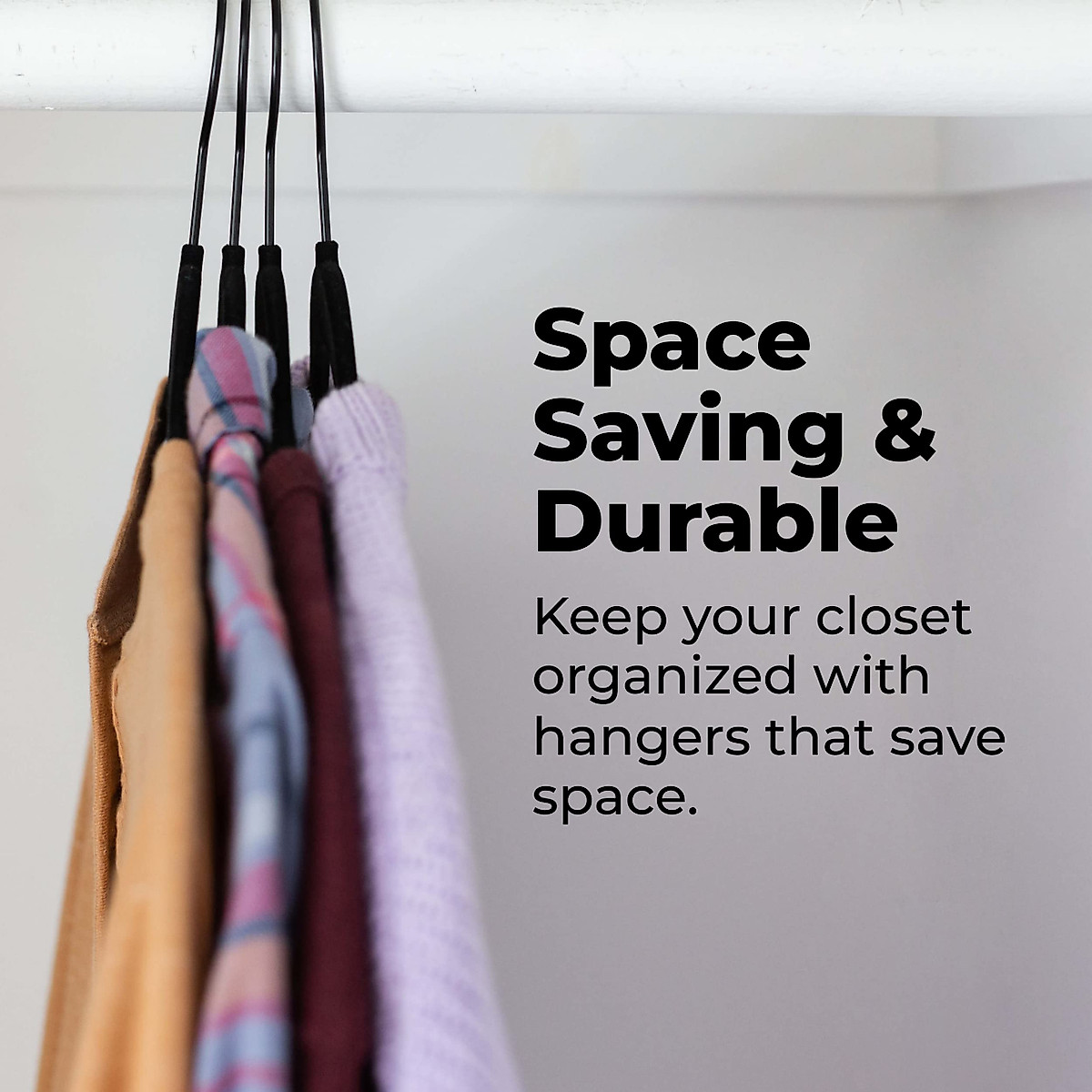 Fontaines Luxury Black/Black Velvet Non-Slip Clothes Hangers - Pack of 50 - Ultra Slim & Space Saving - Heavy Duty with 360 Degree Black Swivel Hook for Clothing, Suit, Top, (Black/Black)