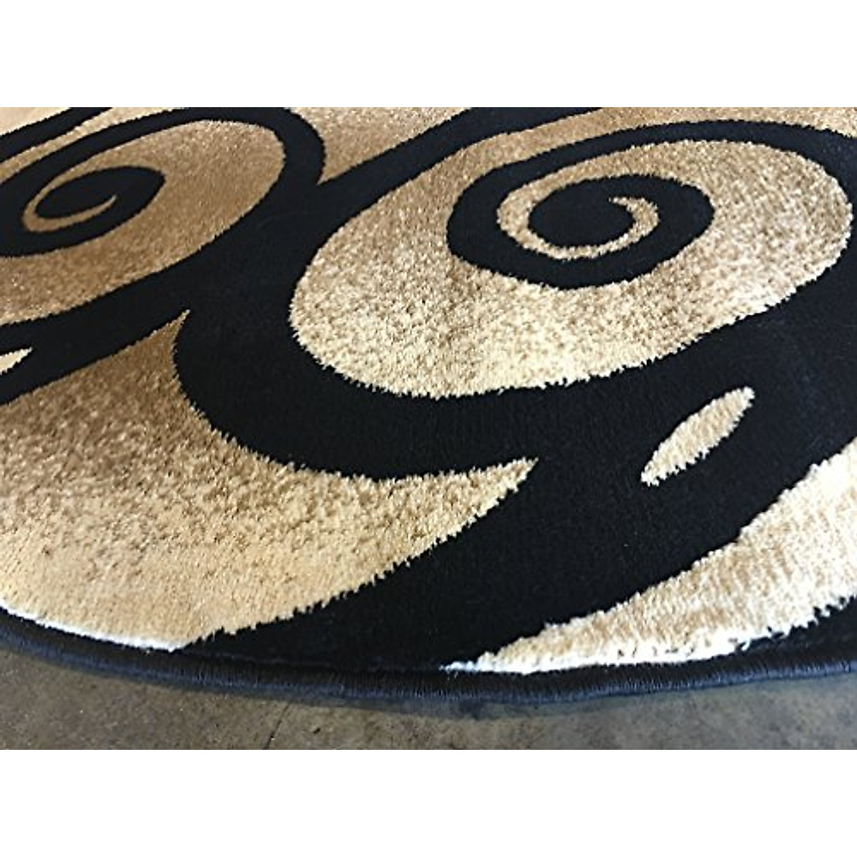 Bellagio Modern Round Contemporary Area Rug Black Carpet King Design 341 (5 Feet 3 inch X5 Feet 3 Inch )
