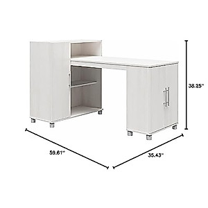 SystemBuild Evolution Camberly Hobby & Craft Desk w/Storage Cabinet in Ivory Oak