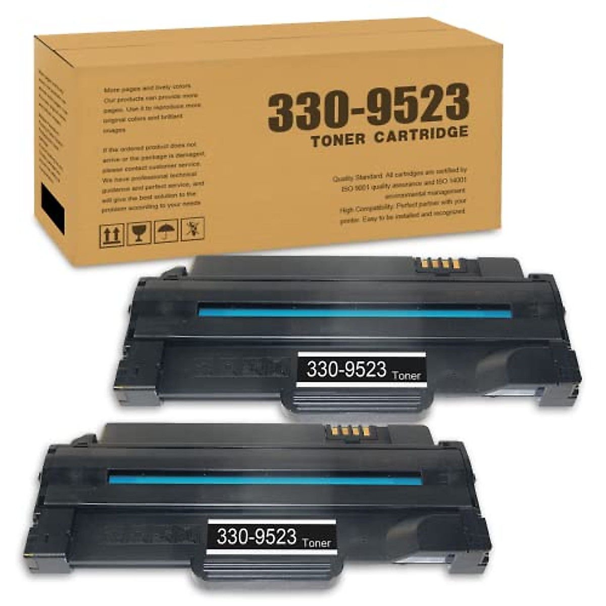 2-Pack 330-9523 Toner Cartridge Replacement for DELL 330-9523 1133 1135n 1130 1130n 330-9523 2MMJP 7H53W 7W53W Printer., Black