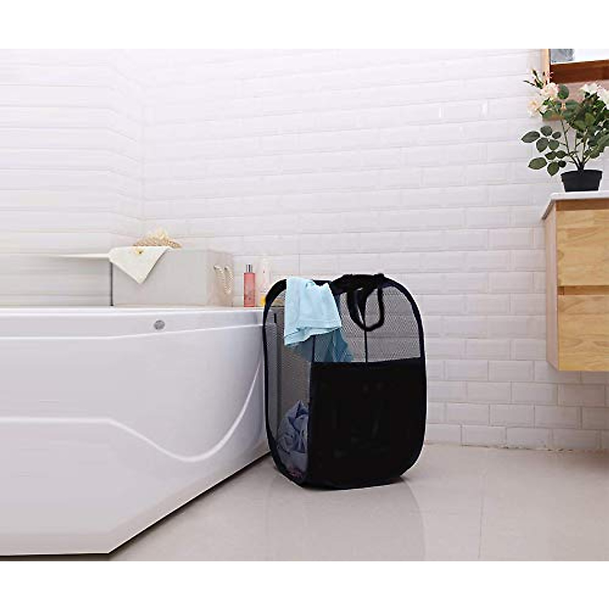 DYT Mesh Pop up Laundry Hamper, Collapsible Clothes Hampers, Easy to Carry with Portable Handles
