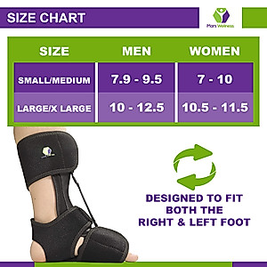 MARS WELLNESS Comfort Dorsal Night Splint - Pain Relief from Plantar Fasciitis, Drop Foot, and Achilles Tendinitis - Large