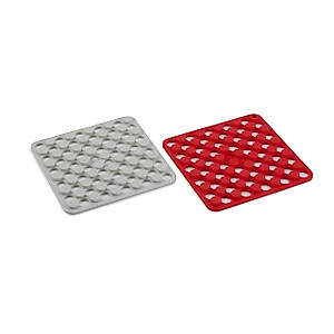 Joseph Joseph Duo Spot-On Set of 2 Silicone Trivets, Grey/Red