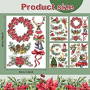 4 Sheets Rub on Transfers 16 x 12 Inches Sunflower Rose Eucalyptus Furniture Rub on Transfers Stickers for Crafts Wood Furniture Fabric Journal Envelope Scrapbooking (Bright Style)