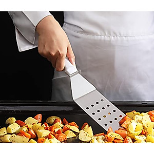 New Star Foodservice 36176 Plastic Handle Flexible Grill Turner/Spatula, Perforated, 14.5-Inch, White