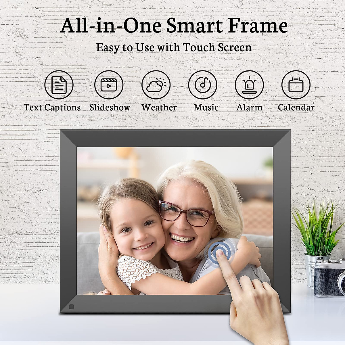BSIMB Digital Picture Frame(W15A), Unlimited Cloud Storage, Support up to 32 GB Micro SD card, Including Sleep Mode