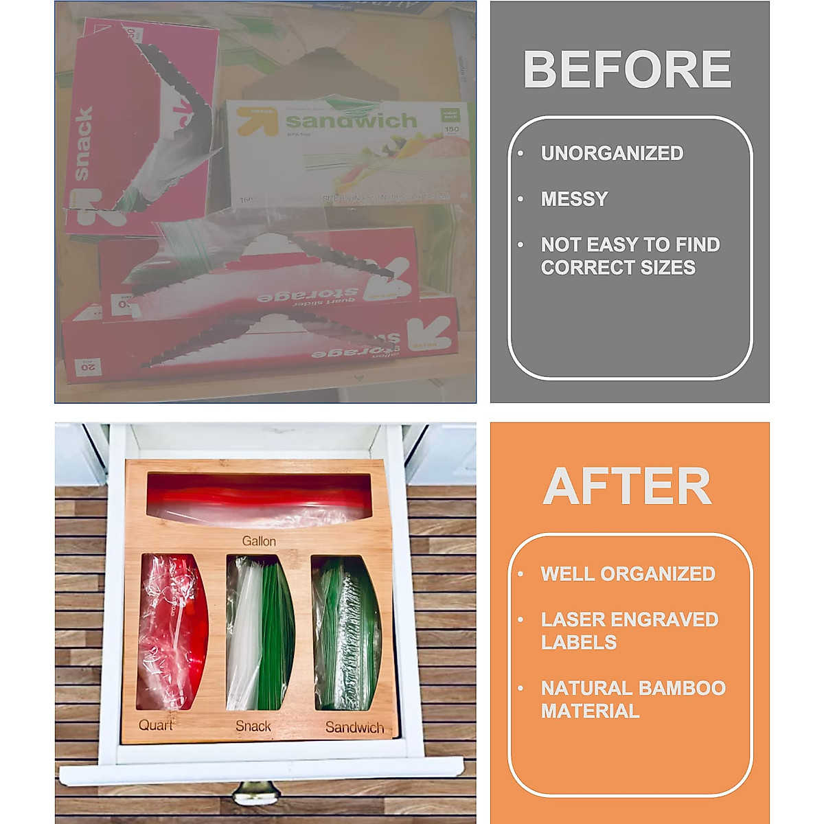 Spread Pixie Dust Bamboo Kitchen Caddy, Rustic Whimsical, Brown