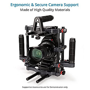 Filmcity Power Video Camera Cage Rig for DSLR/DSLM Cameras. Ergonomic & Secure Support, Adjustable Grip Handles. Quick Mounting, Multiple Accessory Threads, 1/4"-20 & 3/8"-16 Tripod Threads (FC-CTH)