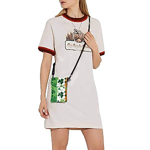 InterestPrint Small Crossbody Women Cell Phone Purse Wallet Bag with Shoulder Strap St Patrick's Day Shamrocks Irish Flag