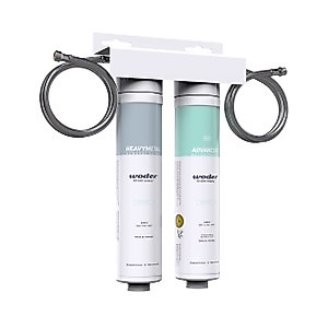 Woder WD-D-HM-ADV Dual Stage Water Filtration System for High Levels of Lead and Heavy Metals Removal. Removes Chlorine, Odors/Contaminants Removal – USA Made (Stainless Steel)