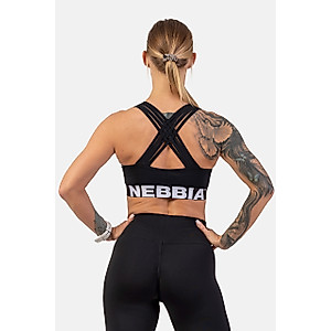 NEBBIA Medium Impact Cross Back Sports Bra 410 Black
