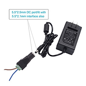 12V 4A Power Supply - COOLM AC 100-240V 50/60Hz to DC 12 Volt 4 amp 4Amp 48W Power Converter Charger 12V4A + 5.5x2.1mm DC Female Jack Socket for 12V LED Strip Lights CCTV Camera