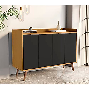 4 Doors Buffet Cabinet Sideboard Scandinavian Style (Nature - Black) (JB4116)