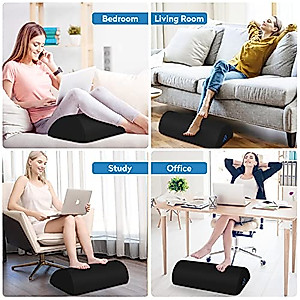 StepLively Foot Rest Under Desk at Work & Gaming - Office Desk Accessories for Desk Foot Rest Gaming Accessories for Gaming Chair - Memory Foam Footrest Pillow for Feet Support, Pain Relief (Black)