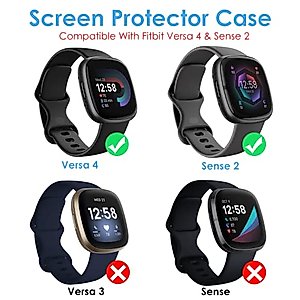 NANW 4-Pack Screen Protector Case Compatible with Fitbit Sense 2/Versa 4, Soft TPU Plated Bumper Full Cover Protective Cases for Versa 4/Sense 2 Smartwatch [Scratch-Proof]