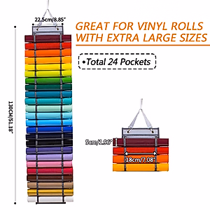 Aohcae Vinyl Roll Holder, 24 Rolls Vinyl Storage Organizer Wall Mount Vinyl Roll Storage Craft Organizer Vinyl Storage Rack for Closet, Door, Craft Room