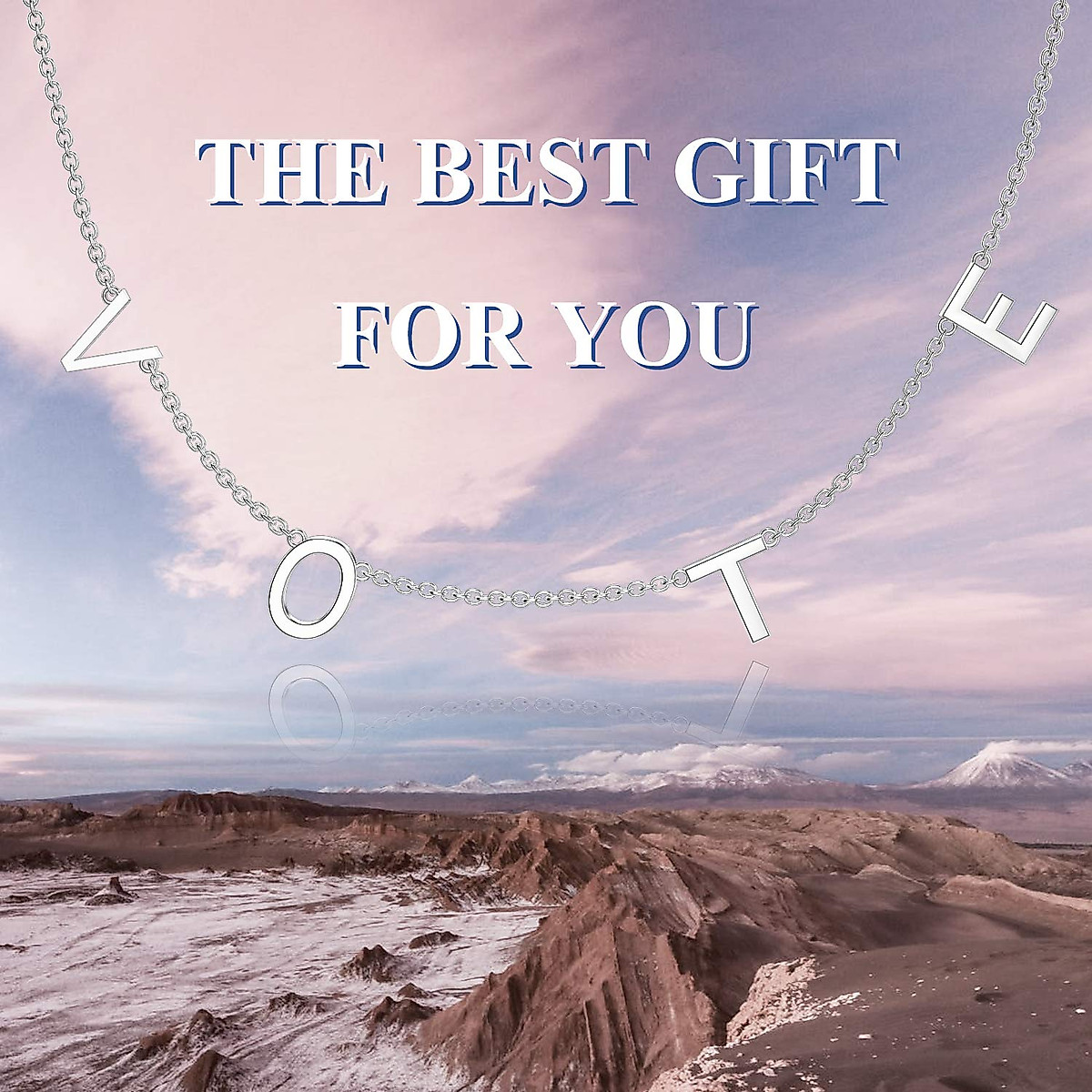 Vote Necklace s925 Sterling Silver Michelle Obama Initial Letter Vote Pendant Necklace Jewelry Gifts for Women Teen Girls Birthday