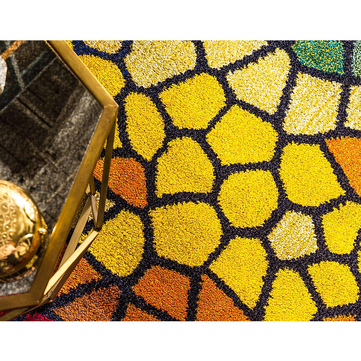 Unique Loom Estrella Collection Geometric, Abstract, Colorful, Modern, Mosaic Area Rug, Round 6' 1 x 6' 1, Multi/Blue