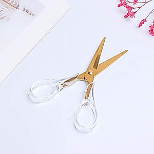 Koqye Multipurpose Scissors Acrylic Stainless Steel 6.3" Scissors Stylish Sharp Shears for Fabric Craft Supplies (Gold)