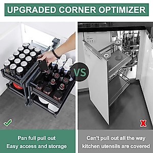 FYFUSATC Kitchen Blind Corner Pull Out Shelf with 4 Shelf Tray Baskets Hidden Pull Out Blind Corner Cabinet Organizer Heavy Duty Blind Corner Storage Cans Pots for Left or Right Blind Corner Cabinet