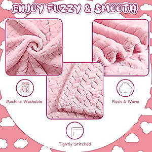 4 Pcs Baby Blanket Flannel, Cozy Throw Blanket for Newborn Infant Toddler Soft Warm Fleece Plush Sherpa Blanket Receiving Baby Blanket for Crib Stroller (Light Pink, 24 x 32 Inch)