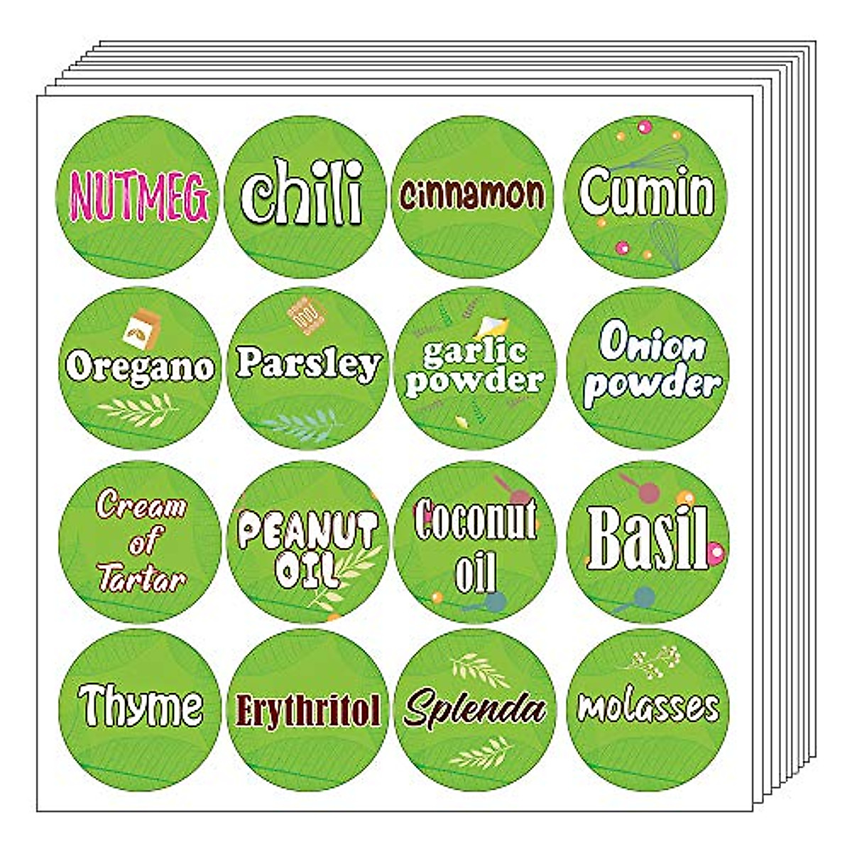 Creanoso Kitchen Ingredients Item Labels Text Stickers (20-Sheet) – Gift Giveaways Stickers for Chefs – Premium Quality Design Food Label Stickers for Kitchen – Unique Rewards Incentives for Men Women
