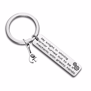 Gzrlyf Mechanic Keychain My Knight in Shining Armor Funny Mechanic Gifts (Keychain)