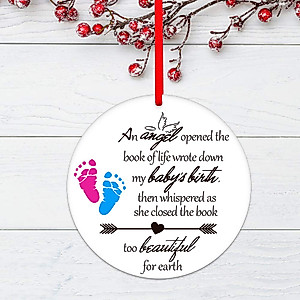 FaCraft Baby Christmas in Heaven Ornament,3" Memorial Ornaments for Loss of Loved One Kids,Footprint Baby's Angel Birth Christmas in Heaven,in Loving Memory of Baby Angel Ornament