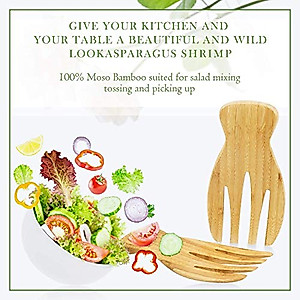 Salad Servers Bamboo Serving Tosser Server Claws Wooden Server Claws Stylish Design Best for Serving Salad, Pasta, Fruit On Your Kitchen Counter Pack of 2
