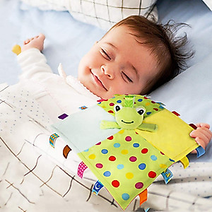 Toddler Taggy Security Blankets Soft Plushy Cuddle Bud Blankie Breathable Snuggle Blanket for Boys and Girls, Green Frog