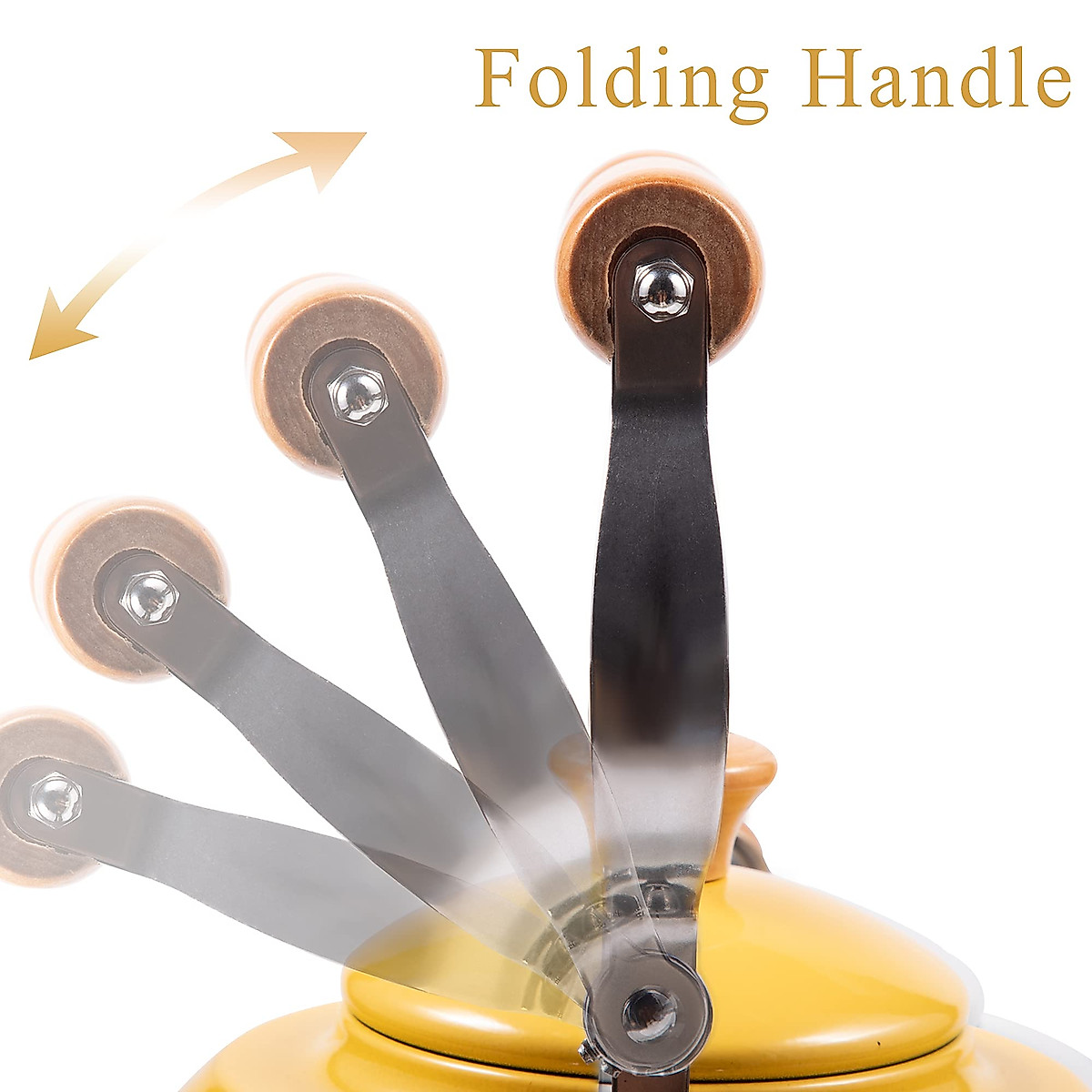 ROCKURWOK Tea Kettle, Tea Pot with Cool Touch Ergonomic Handle, Teapot Food Grade Stainless Steel, Tea Kettle Stovetop, Kettle Teapot, Whistling Tea Kettle, Tea Kettle Pot, 2.7 Quart (Yellow)