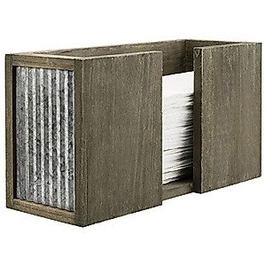MyGift Paper Towel Holder Countertop, Vintage Reclaimed Style Gray Wood and Galvanized Metal Tabletop or Wall Mounted Folded Paper Towel Dispenser